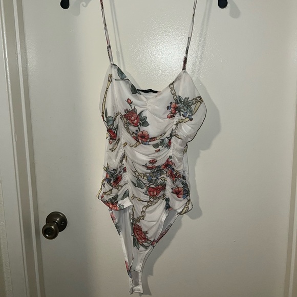 Tops | Ruched Floral Body Suit | Poshmark